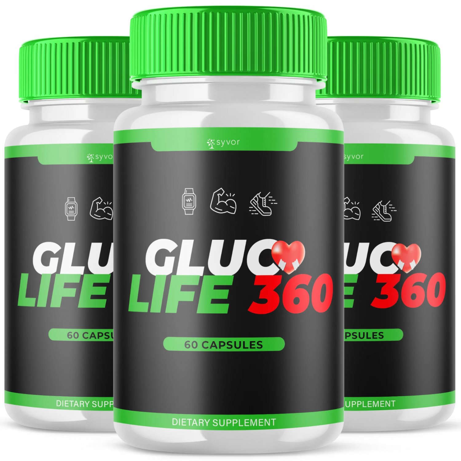 Gluco Life 360 Supplement, Advanced Formula for Wellness & Glycogen Support, 180 Capsules (3 Pack)