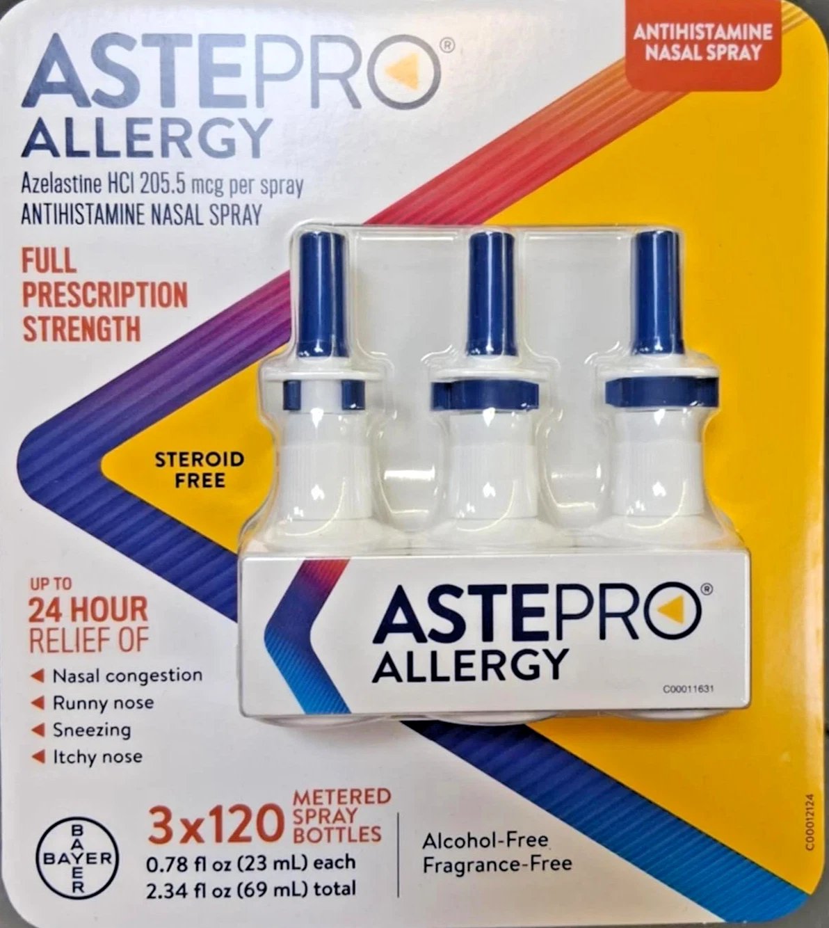 Astepro Nasal Spray – 120 Sprays Each (3 Pack, 360 Total)