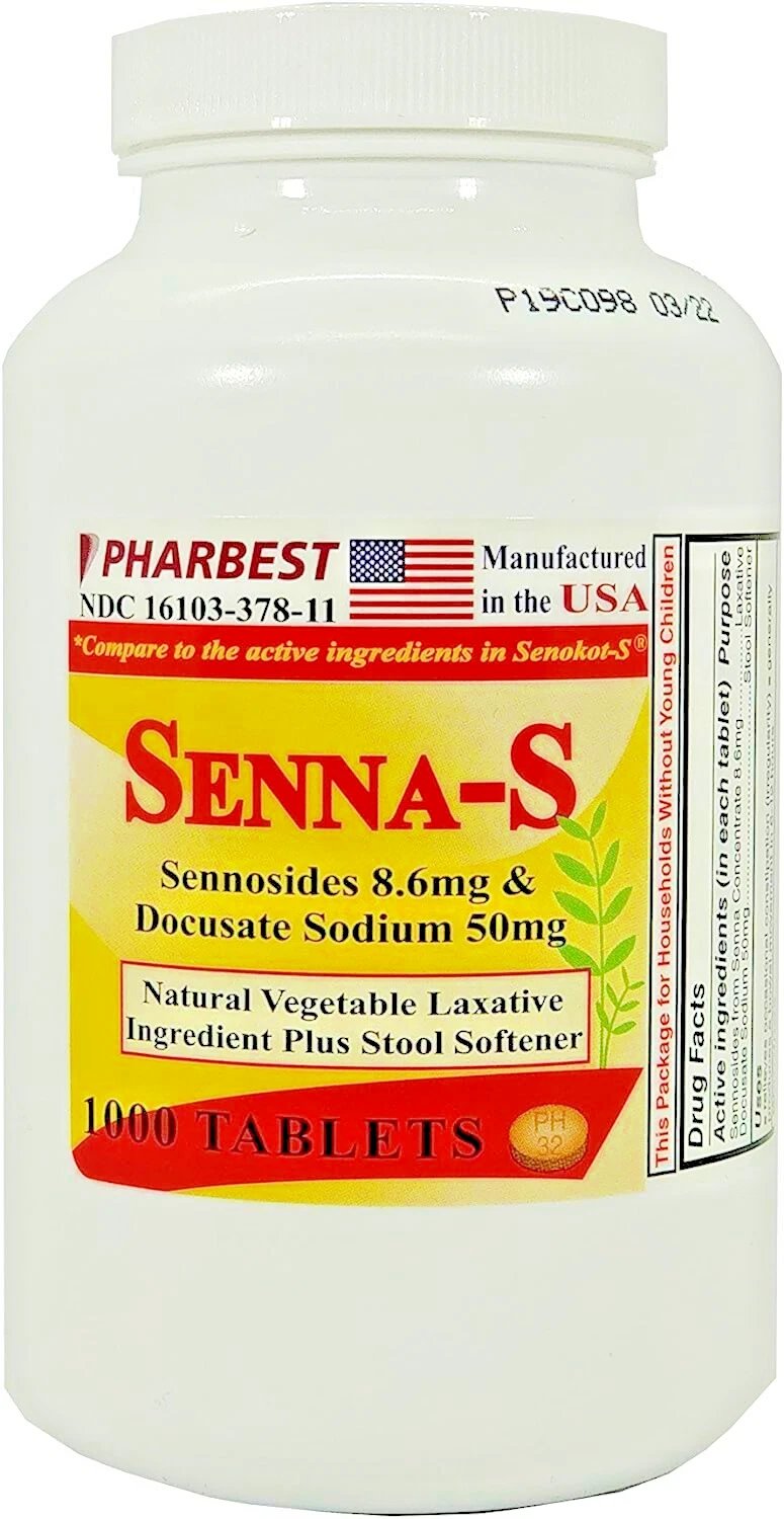 Senna Plus 8.6 Mg & Docusate Sodium 50 Mg Generic For Senokot-S 1000 ...