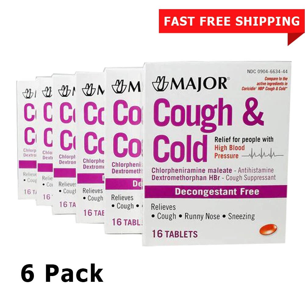 Major Cough&Cold 16 Count Each Antihistamine Compare To CoricidinHBP-6 ...