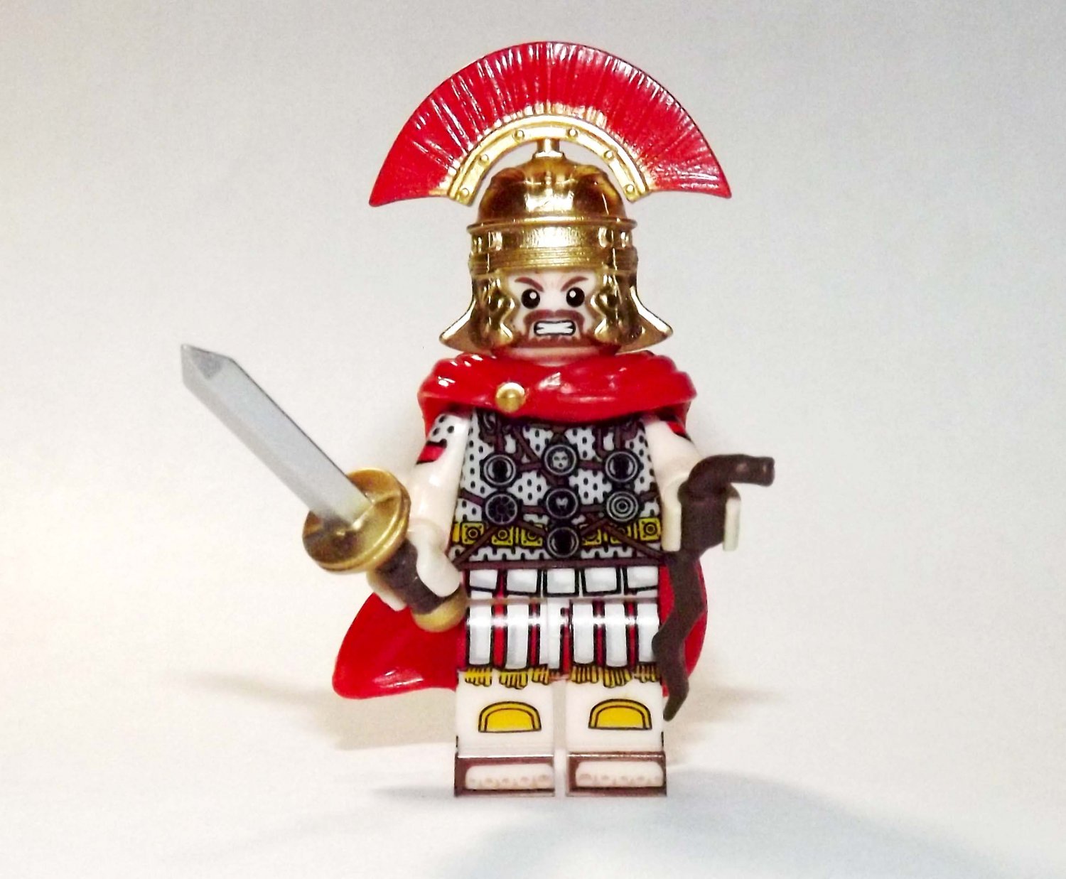 Roman Centurion Red plume officer soldier Minifigure Custom USPS Shipping