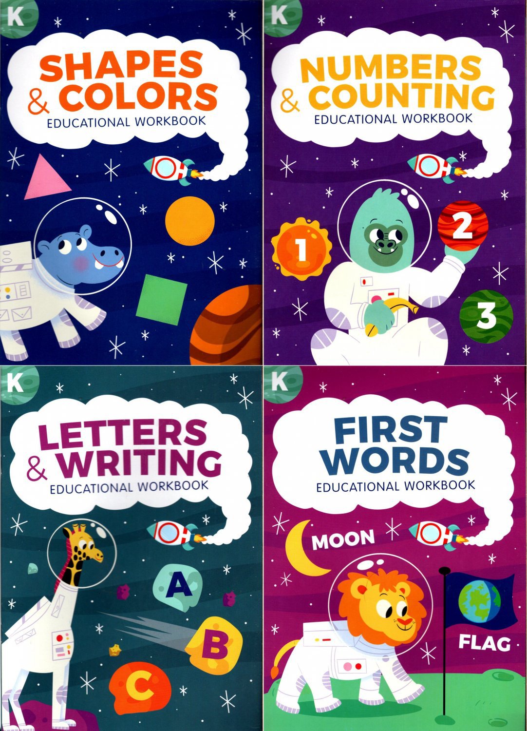 K - Kindergarten Workbooks Numbers & Counting, Colors & Shapes, Letters ...