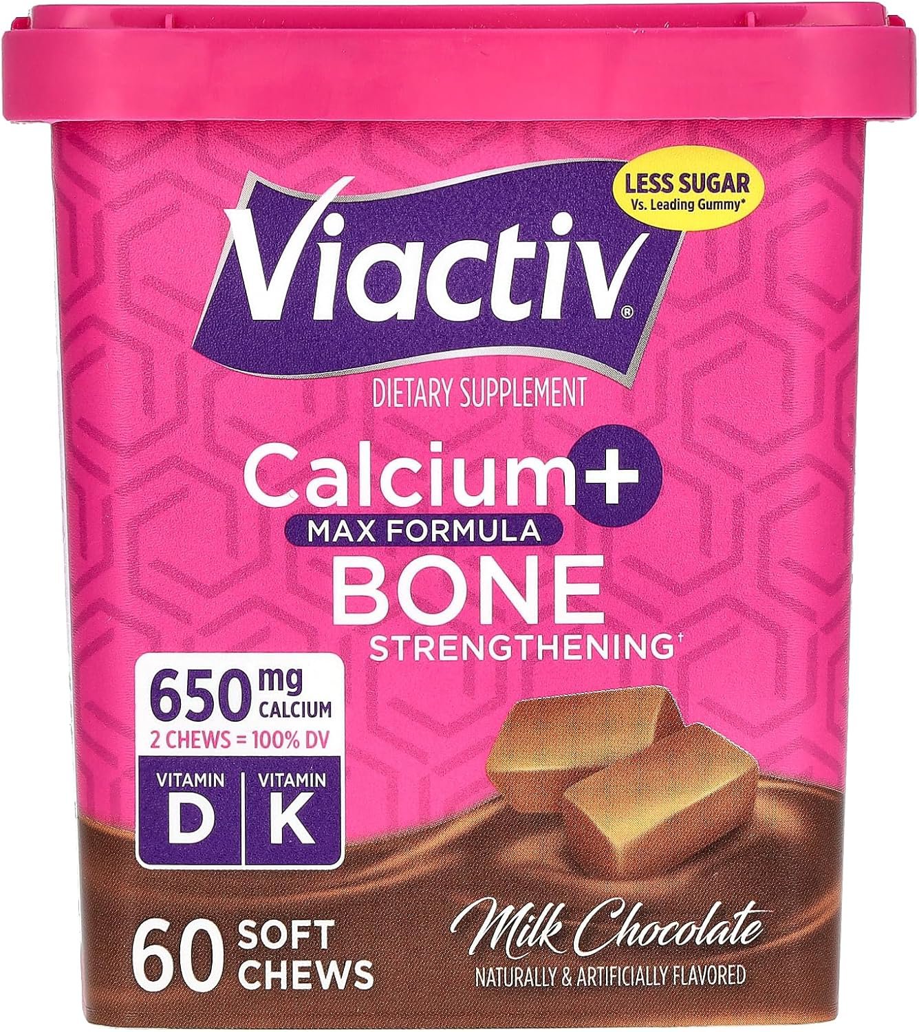 Viactiv Calcium +Vitamin D3 Supplement Soft Chews, Milk Chocolate, 60 Chews