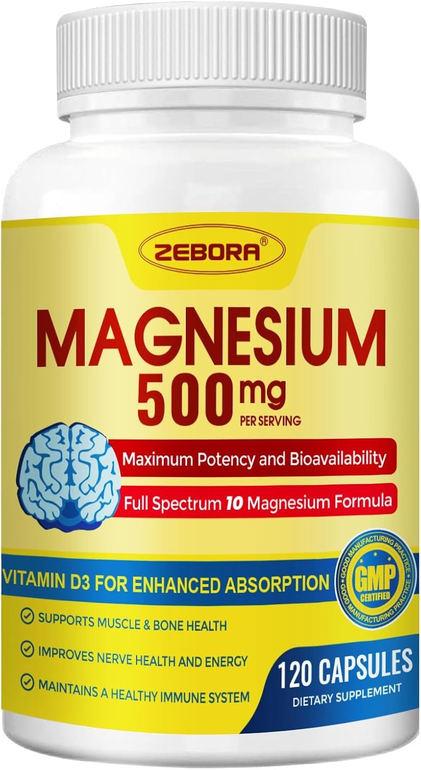 10-in-1 Magnesium Complex Supplement, Magnesium Glycinate 500mg with ...