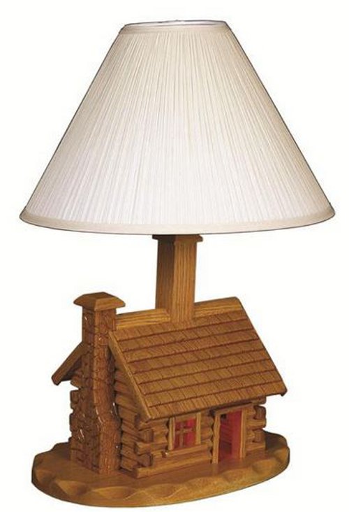 Amish Log Cabin Lamp with Shade