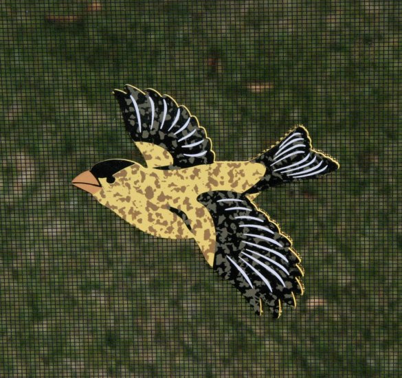 MAGNETIC WINDOW SCREEN SAVER DECORATIVE ORNAMENT YELLOW FINCH BIRD SOARING