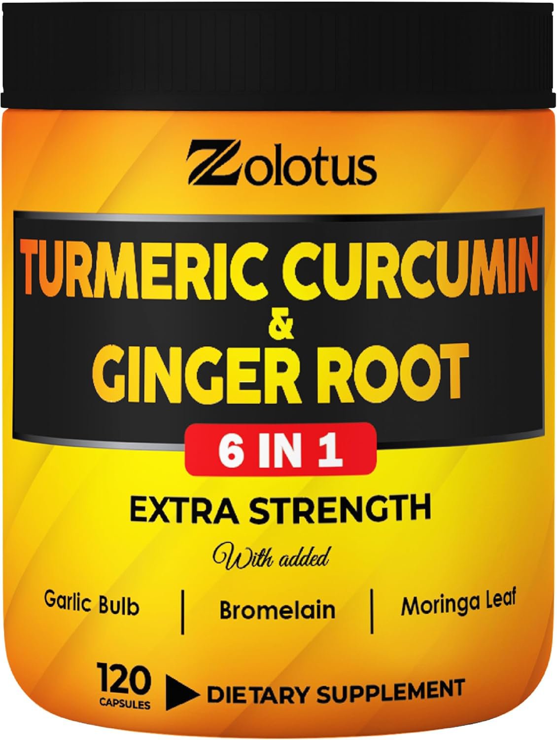 6 in 1 Turmeric Curcumin + Ginger Capsules, 95% Curcuminoids with Ginger,