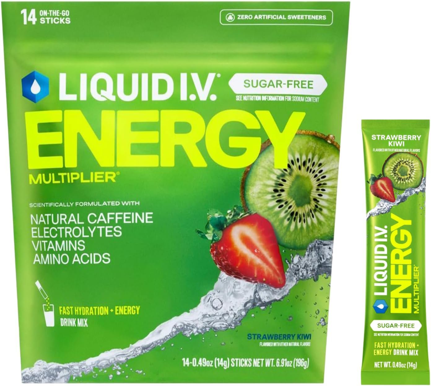 Liquid I.V.® Hydration Multiplier Sugar Free + Energy - Strawberry Kiwi