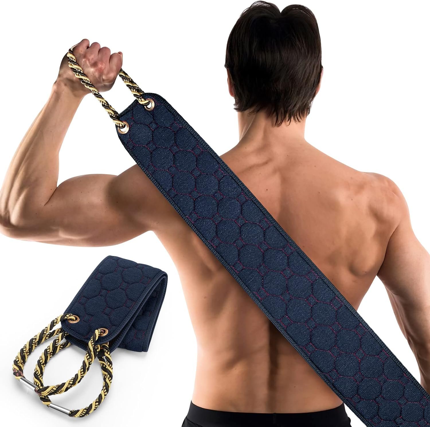 Exfoliating Back Scrubber with Handles, 38.5 Inch Double-Sided Back ...