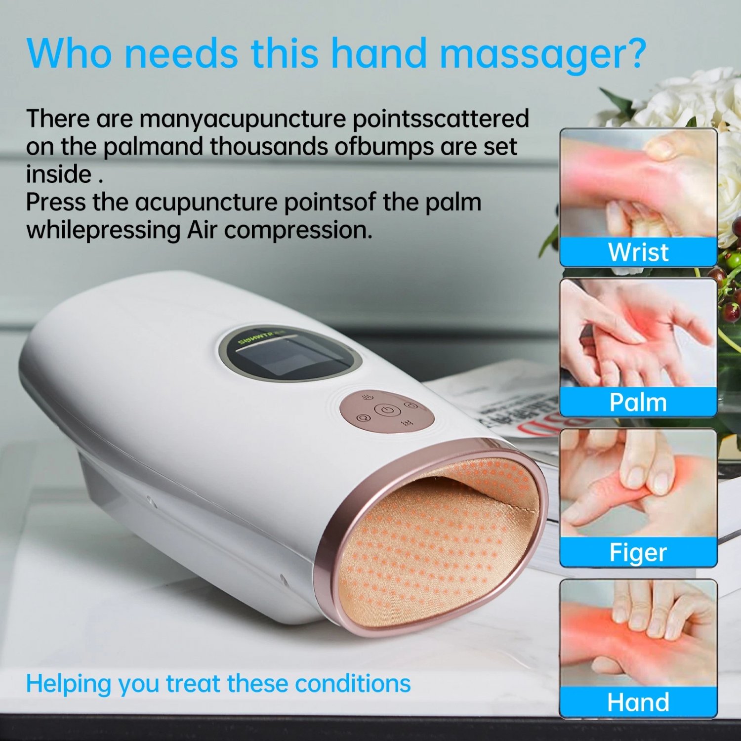 Hand Massager Electric with Heat and Compression for Arthritis and ...