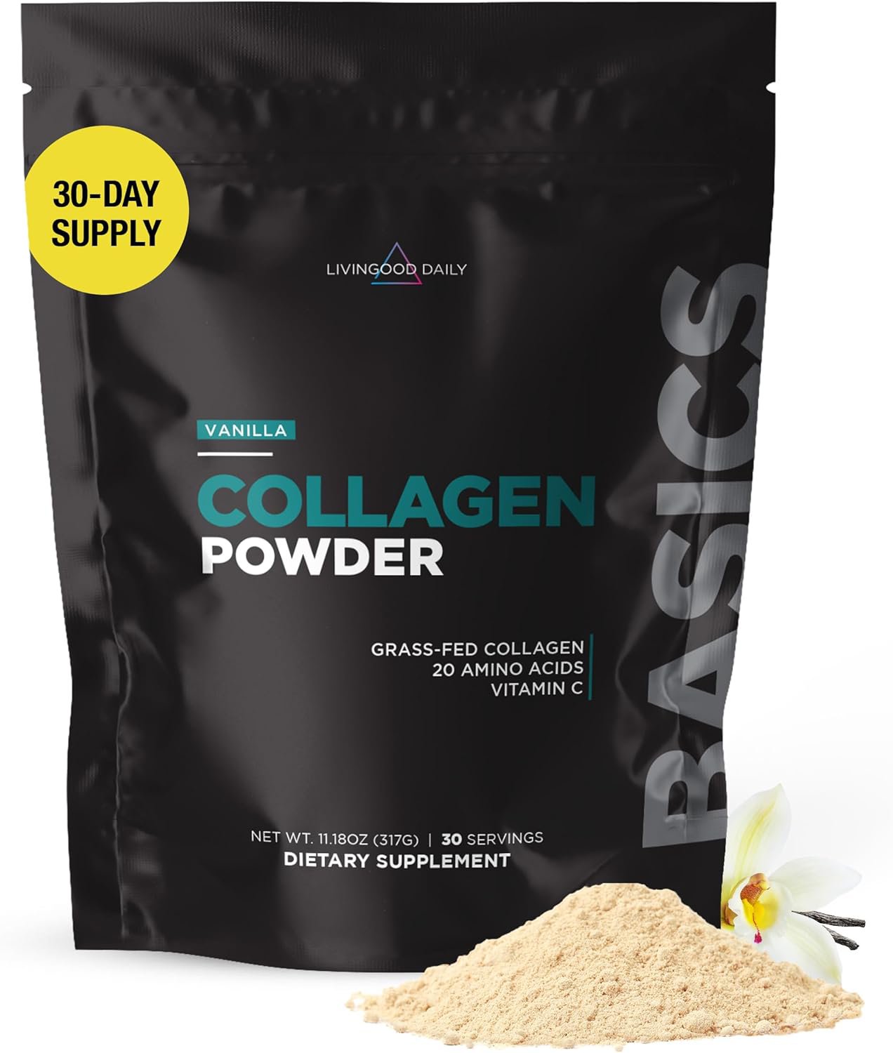 Livingood Daily Vanilla Collagen Powder for Women & Men, Hydrolyzed ...