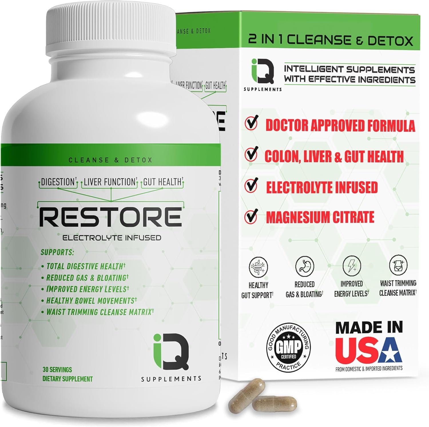 Restore 2 In 1 Colon Cleanse & Detox w/ Psyllium - Supports Digestion ...