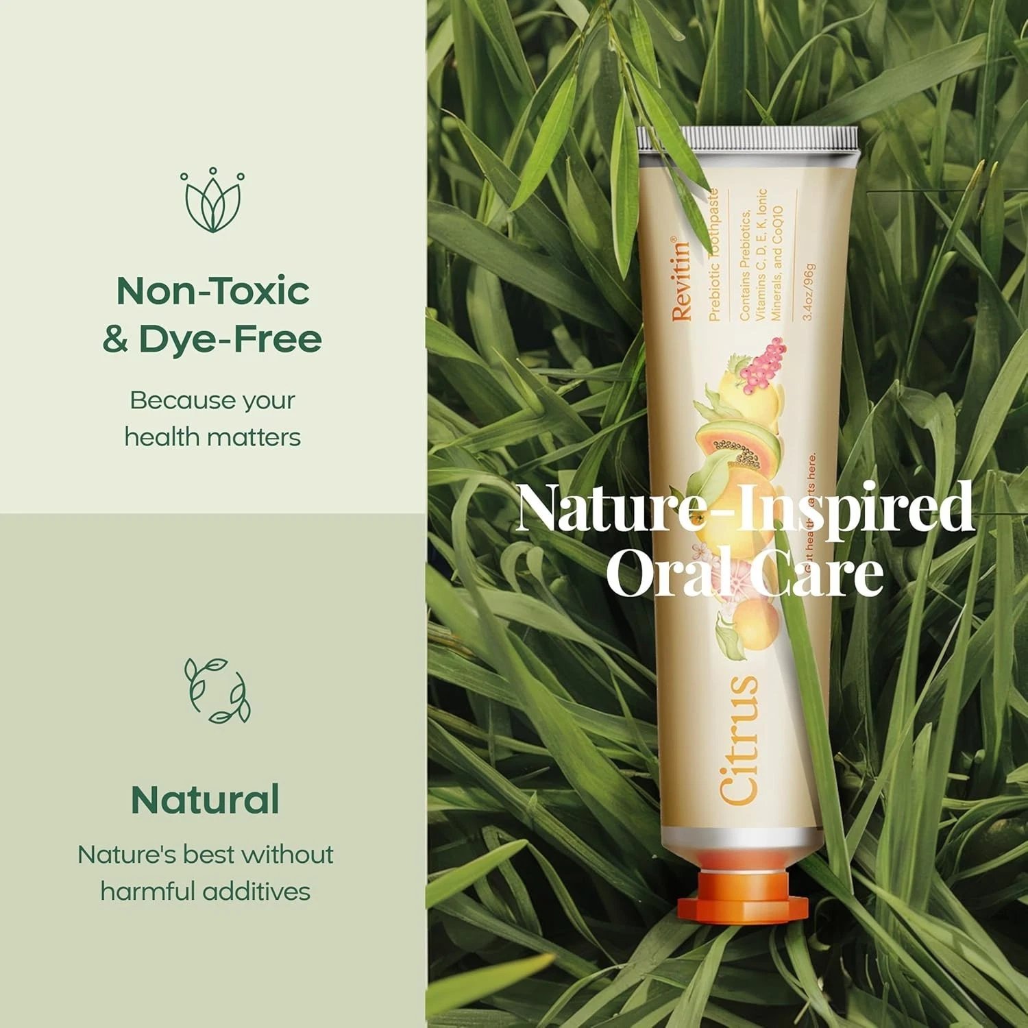 Fluoride-Free Revitin Prebiotic Toothpaste Citrus 3.4 oz – Natural Oral ...