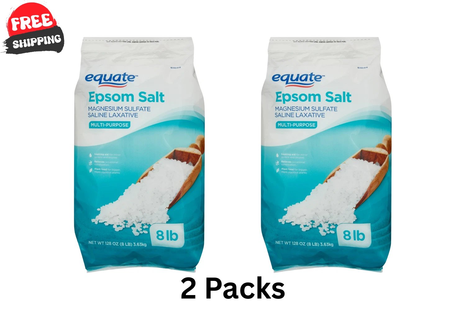 Equate Epsom Salt, Magnesium Sulfate, 128 oz (8lb), Unscented - ( PACK ...
