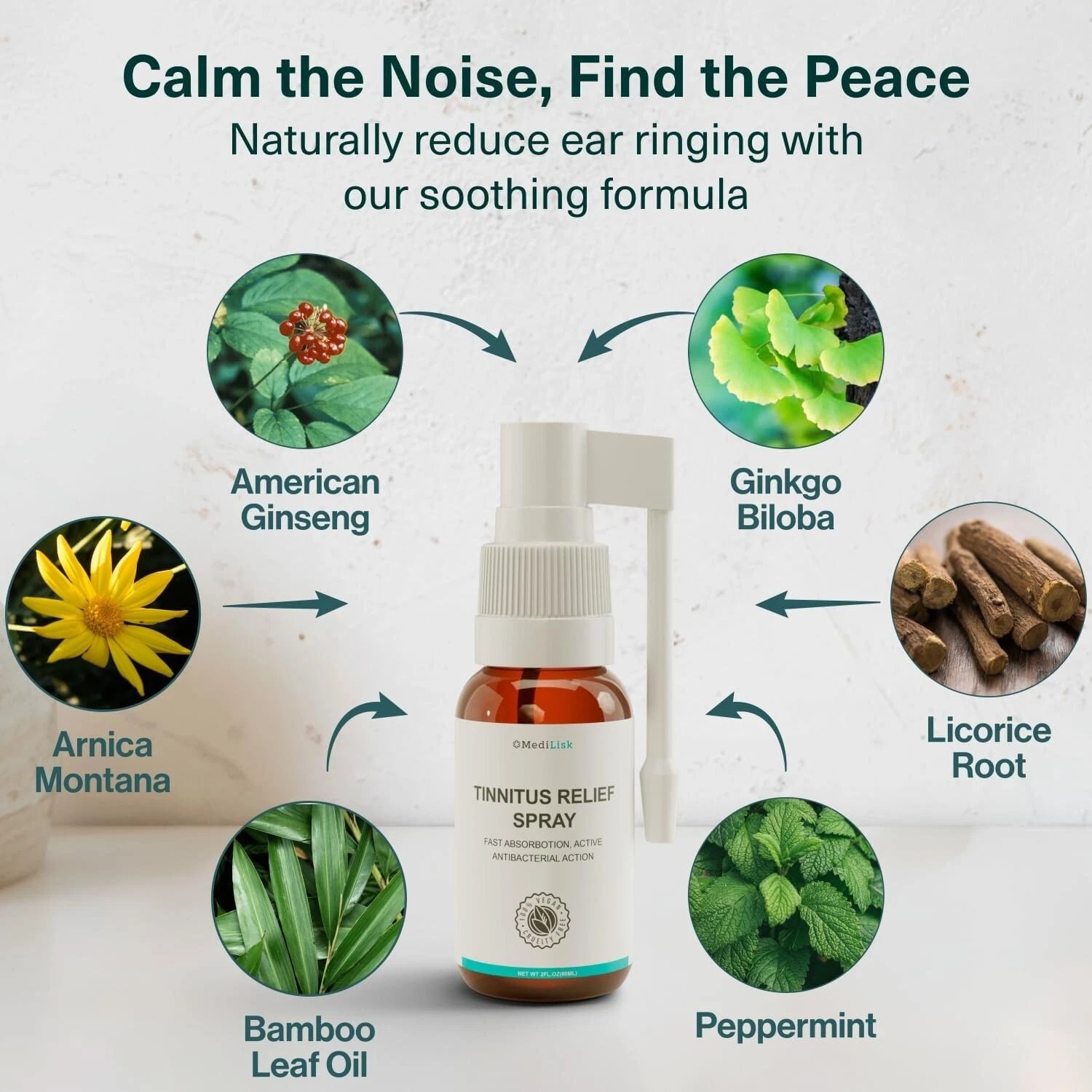 MediLisk Tinnitus Relief Spray – Supports Tinnitus Relief for Ringing ...