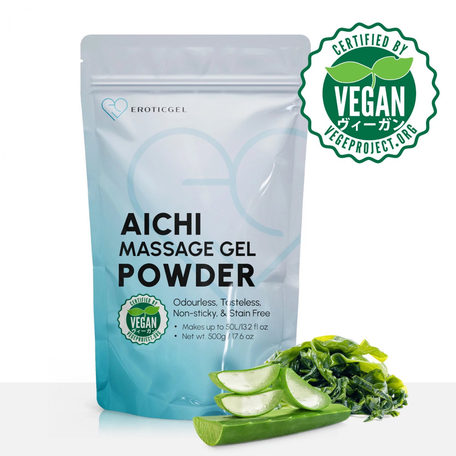 Nuru Massage Gel Powder 500g | Nori Seaweed & Aloe Vera | 50 Litre / 13 ...