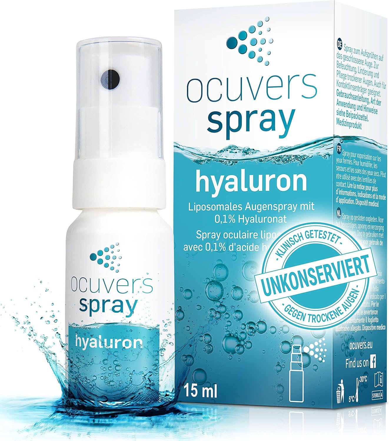 Ocuvers Hyaluronic Eye Spray - with Liposomes - 15 ml Eye Spray