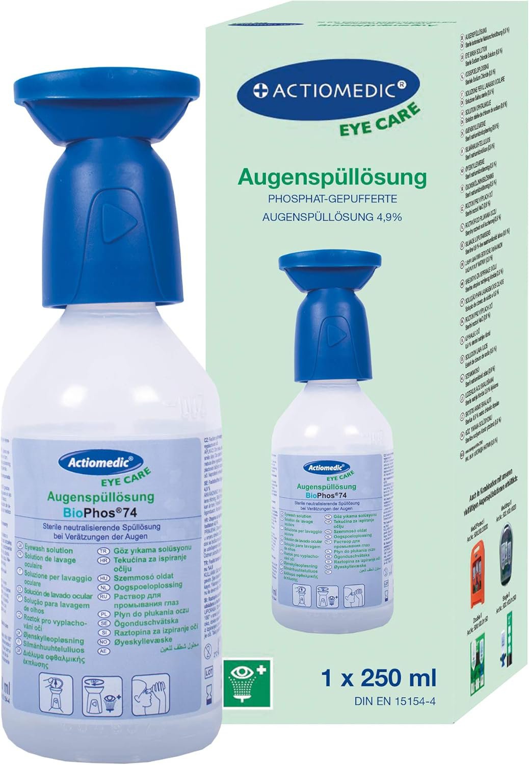 ACTIOMEDIC Eyewash with Phosphate-Buffered Rinse Solution BioPhos74 4.9 ...