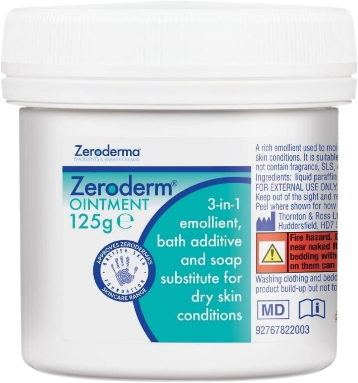 Zeroderma Zeroderm Ointment 125g – 3-in-1 Emollient, Soap Substitute & Bath Additive for Dry Skin