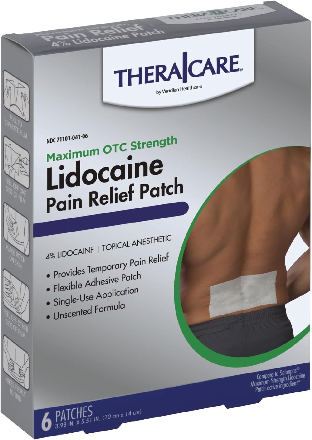 Thera|Care Maximum Strength OTC Pain Relief Patch | 4% Lidocaine Patch ...
