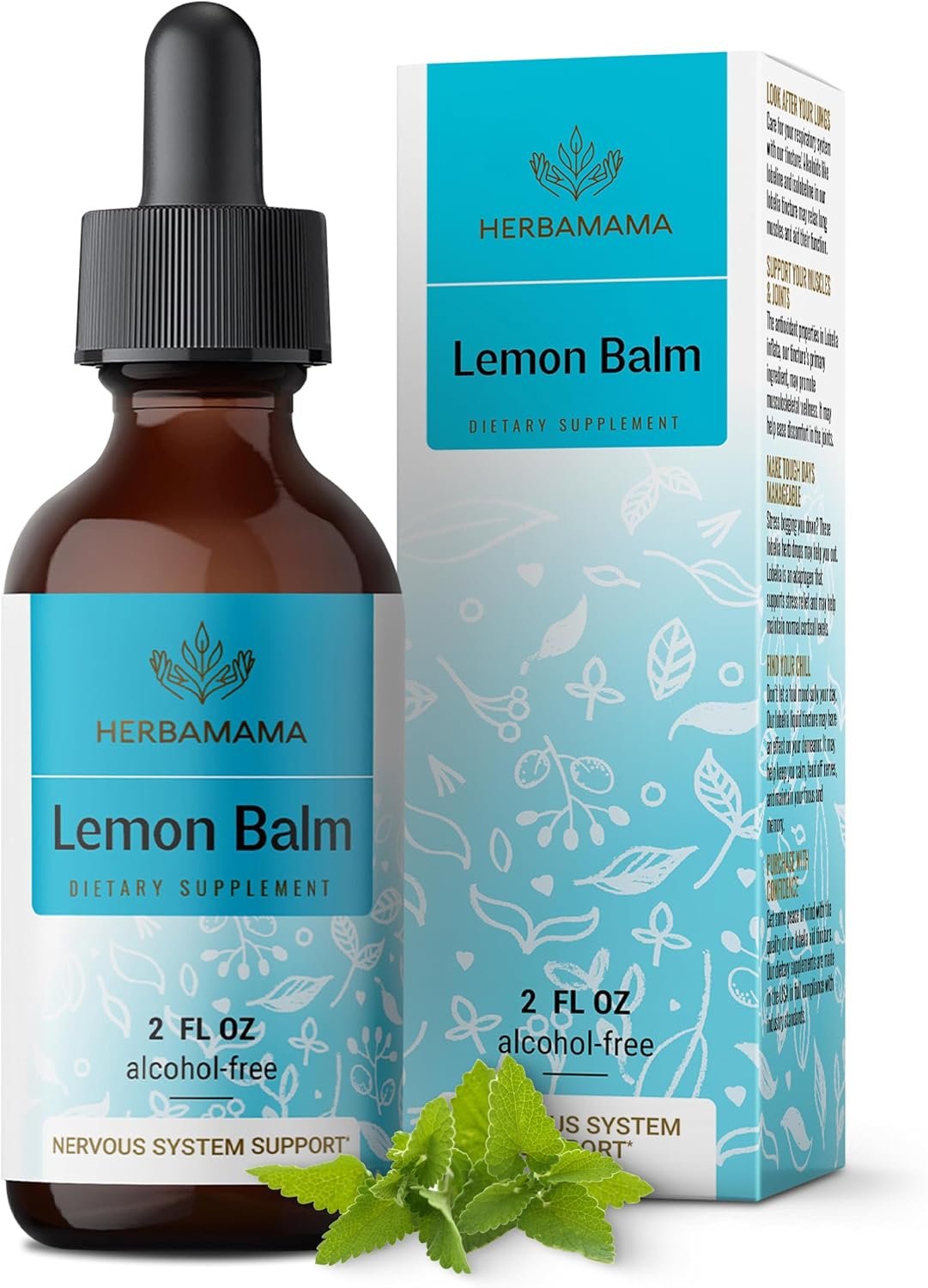 HERBAMAMA Lemon Balm Tincture - Vegan Lemon Balm Leaf Extract for Calm ...