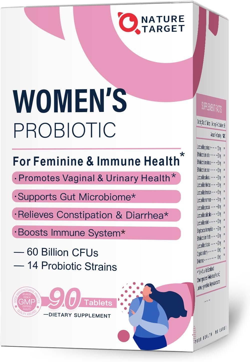 NATURE TARGET Probiotics-for-Women with Prebiotics, Cranberry and D-Mannose