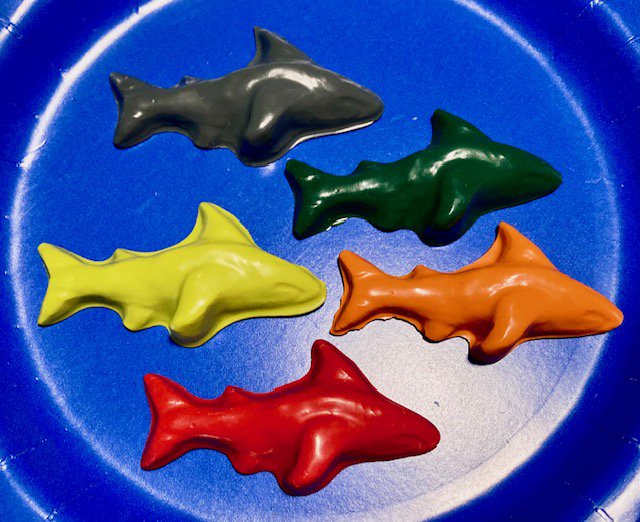 Set 10 Sharks Coloring Crayons-Birthday Party Gift-Any Gift