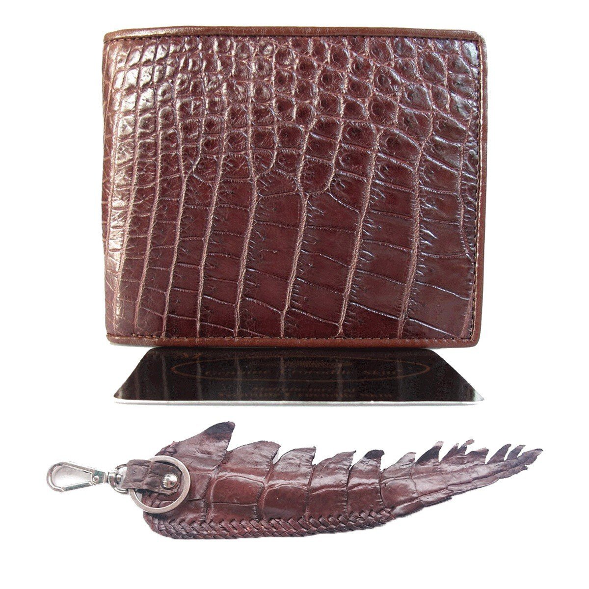 Genuine Real Belly Crocodile Alligator Skin Leather Man Bifold Dark ...