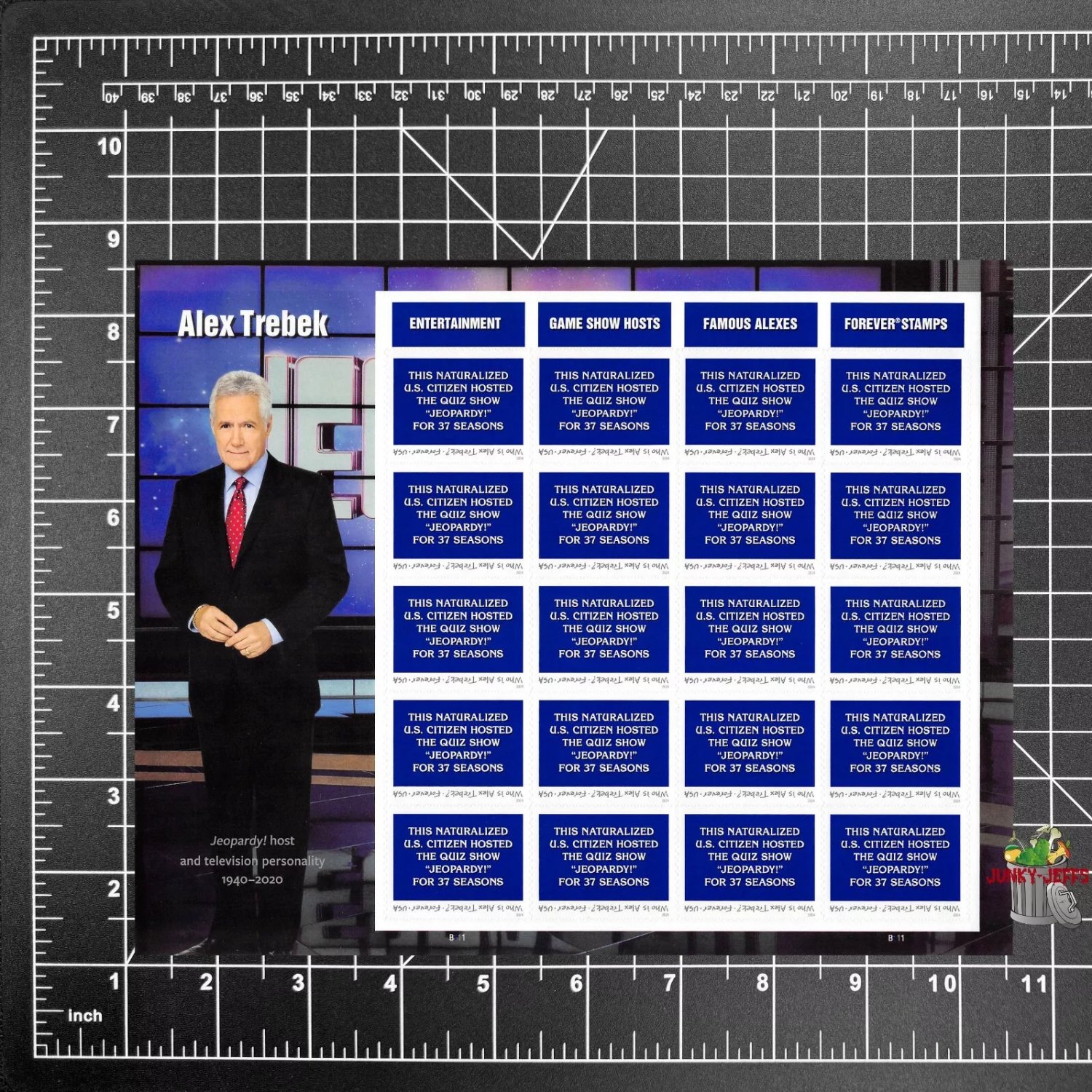 2024 USPS SHEET OF 20 FIRST CLASS LETTER STAMPS ALEX TREBEK JEOPARDY ...