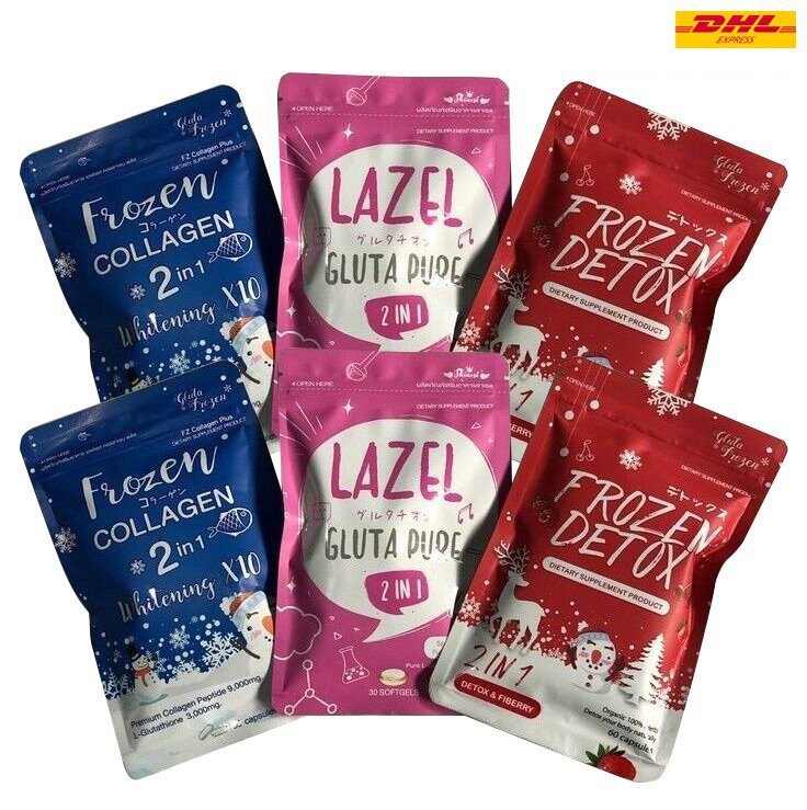 2 Set Frozen Collagen +Lazel Gluta Pure +Frozen Detox Detox Clear