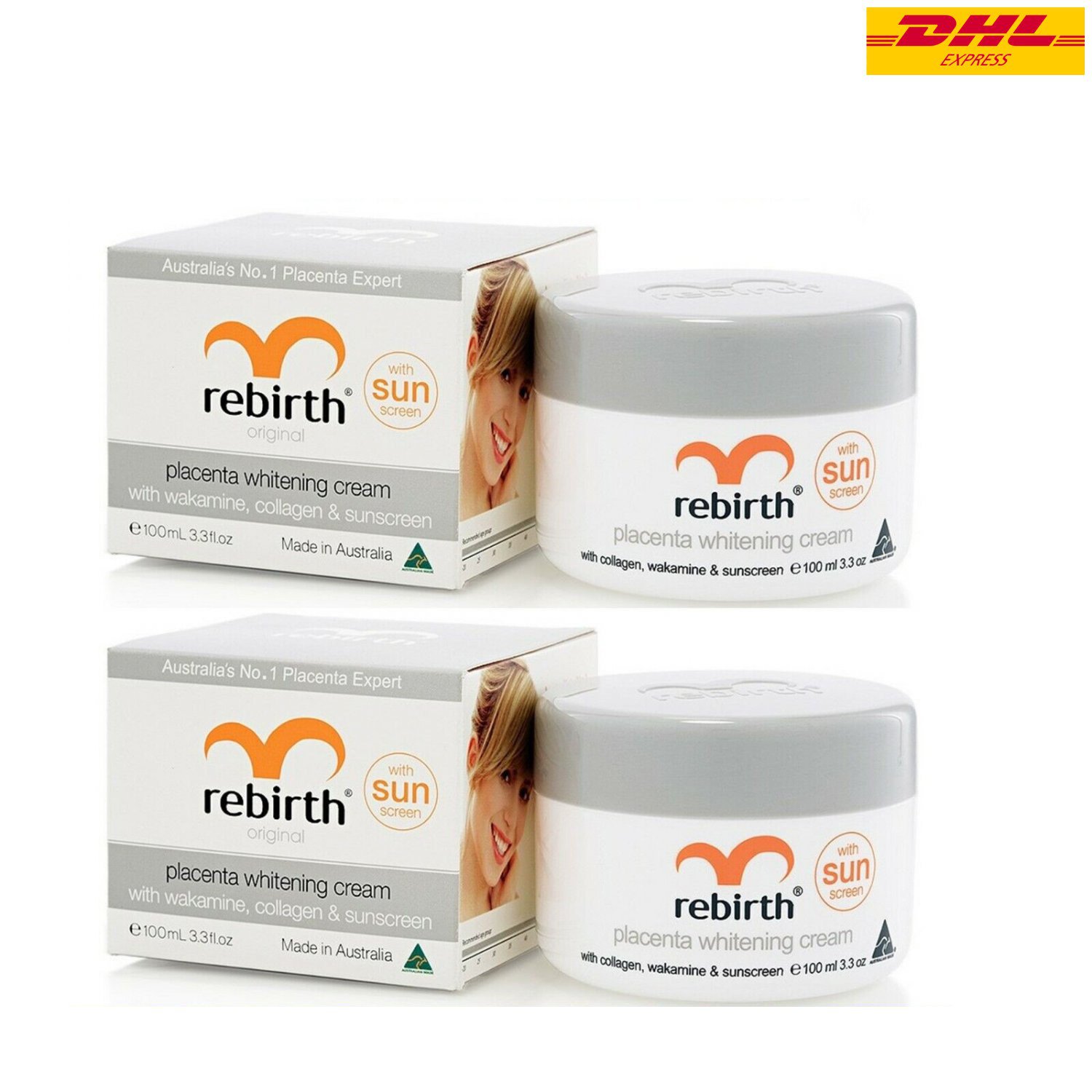 2x Rebirth Placenta Cream with Wakamine Collagen Sunscreen 100ml