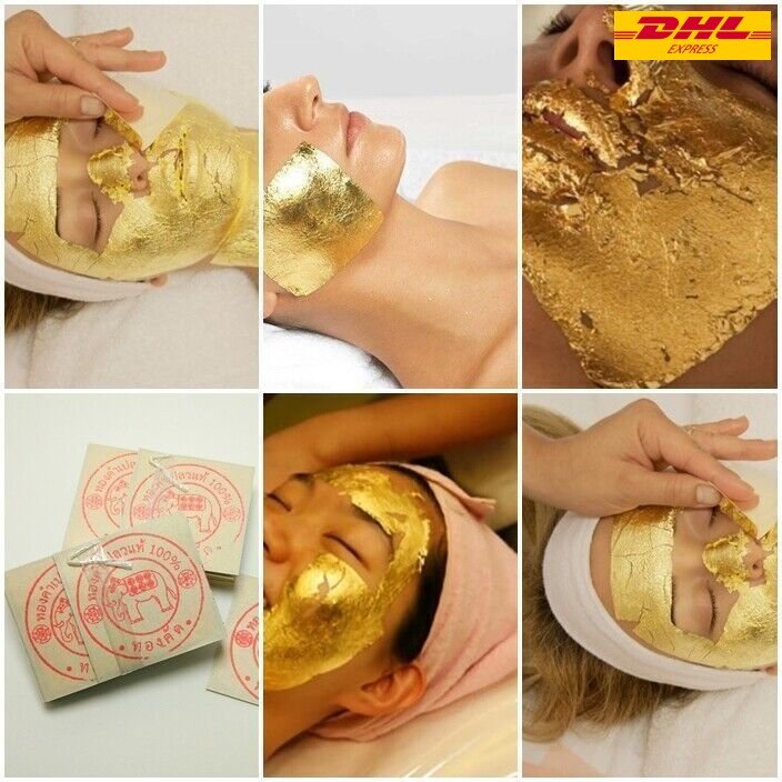 200 sheet 24k 100 pure gold leaf facial mask Anti-aging spa Edible