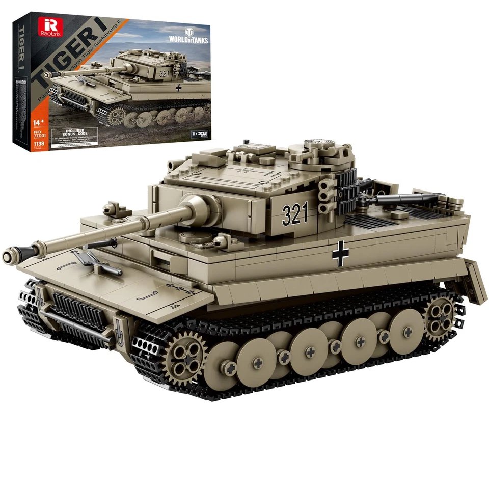 Tiger I Tank Building Block Set for WW2 Military German Tank Model Set,...