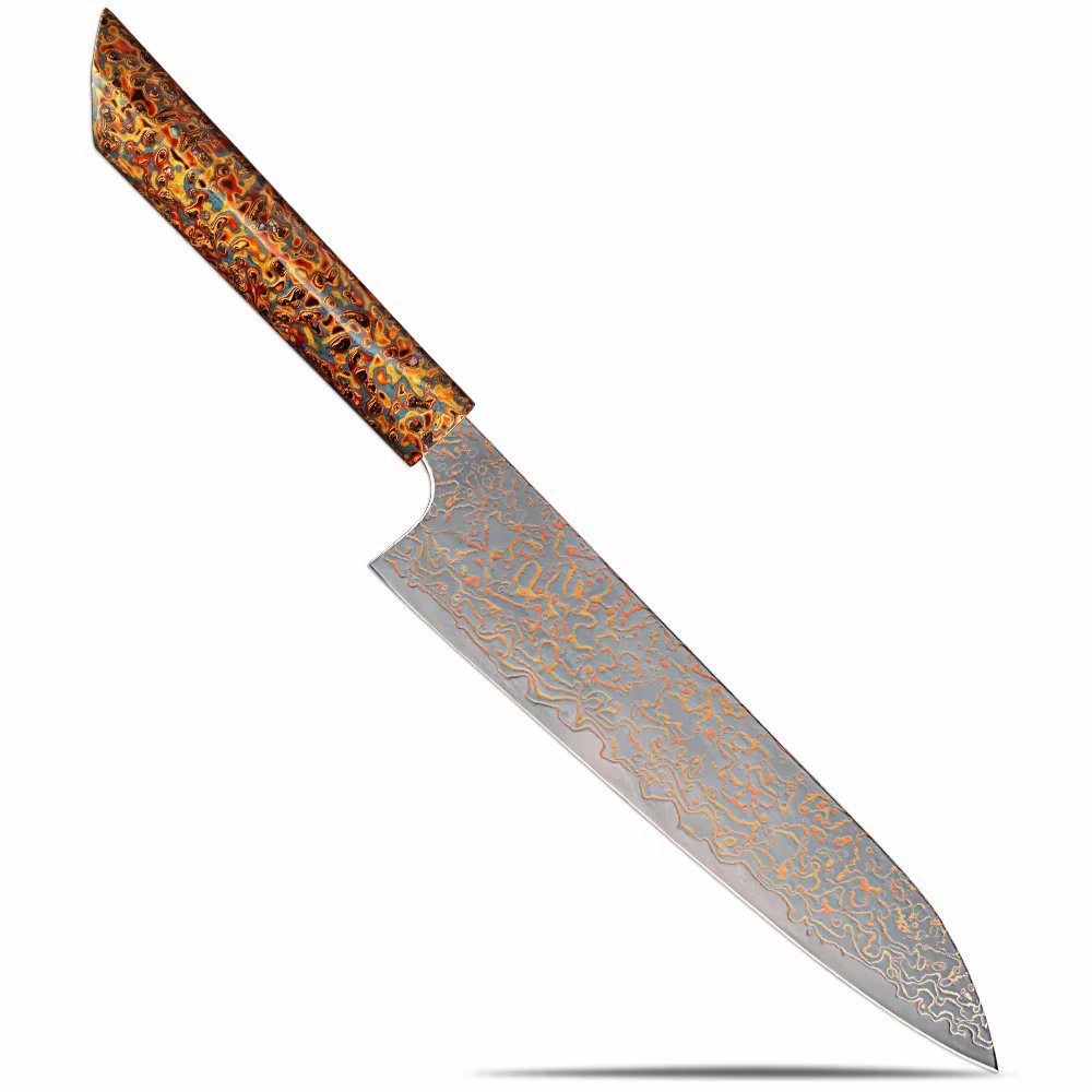 Japanese Gyuto Knife Cu Mai Damascus Chef Kitchen Cutting Tool New ...