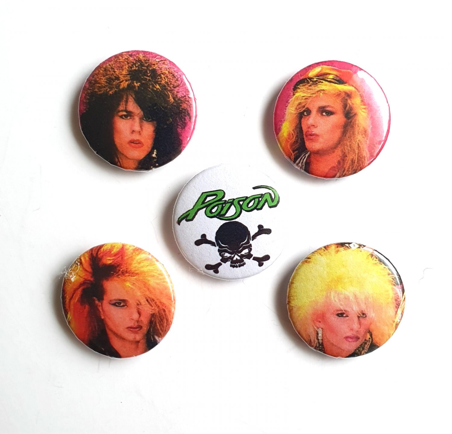 POISON Badge Button Set 25mm 1" Pins Pinback Bret Michaels 1980s CC ...