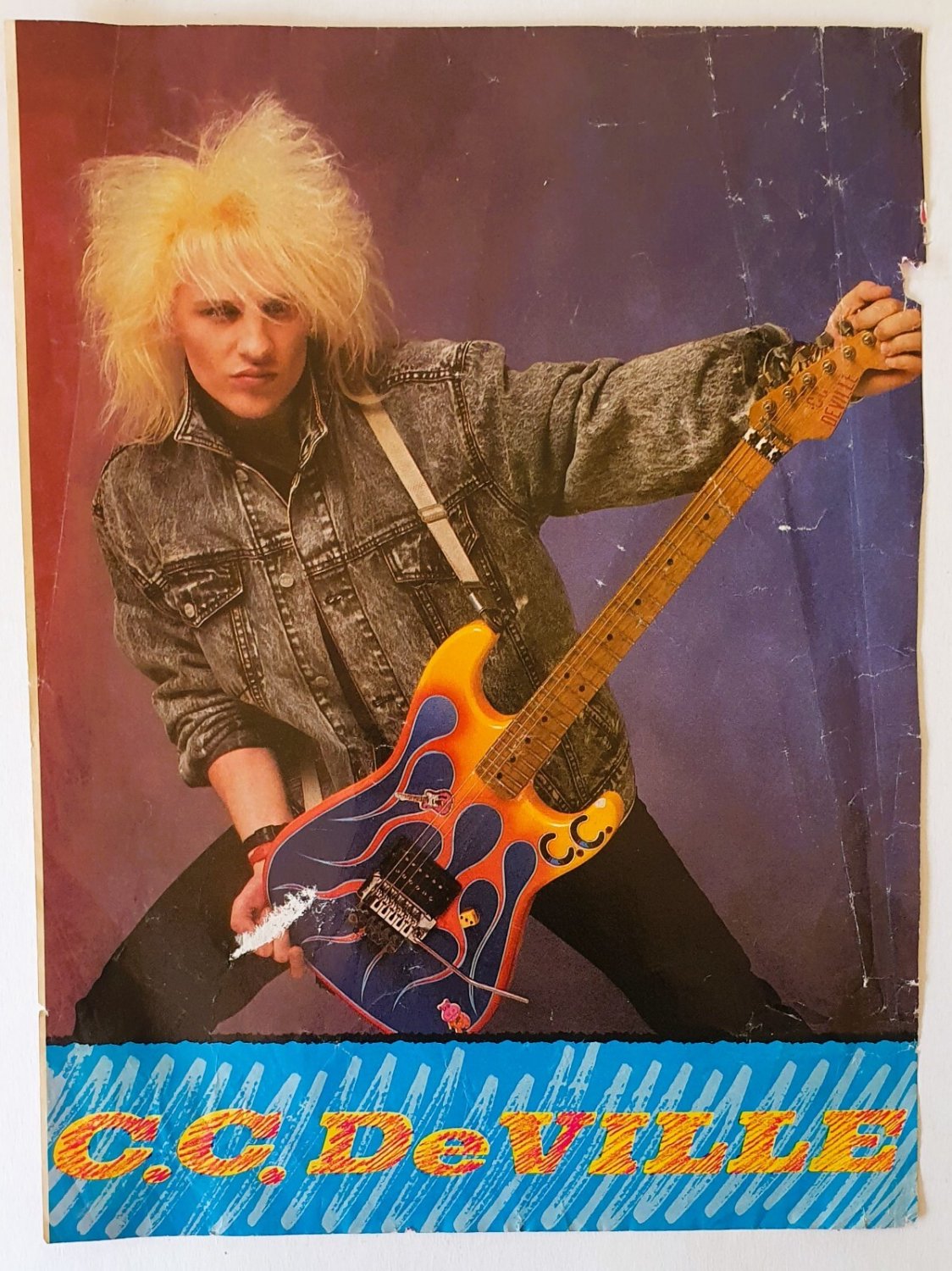 CC DEVILLE POISON magazine pin-up pull-out poster 1 page vintage 1980s