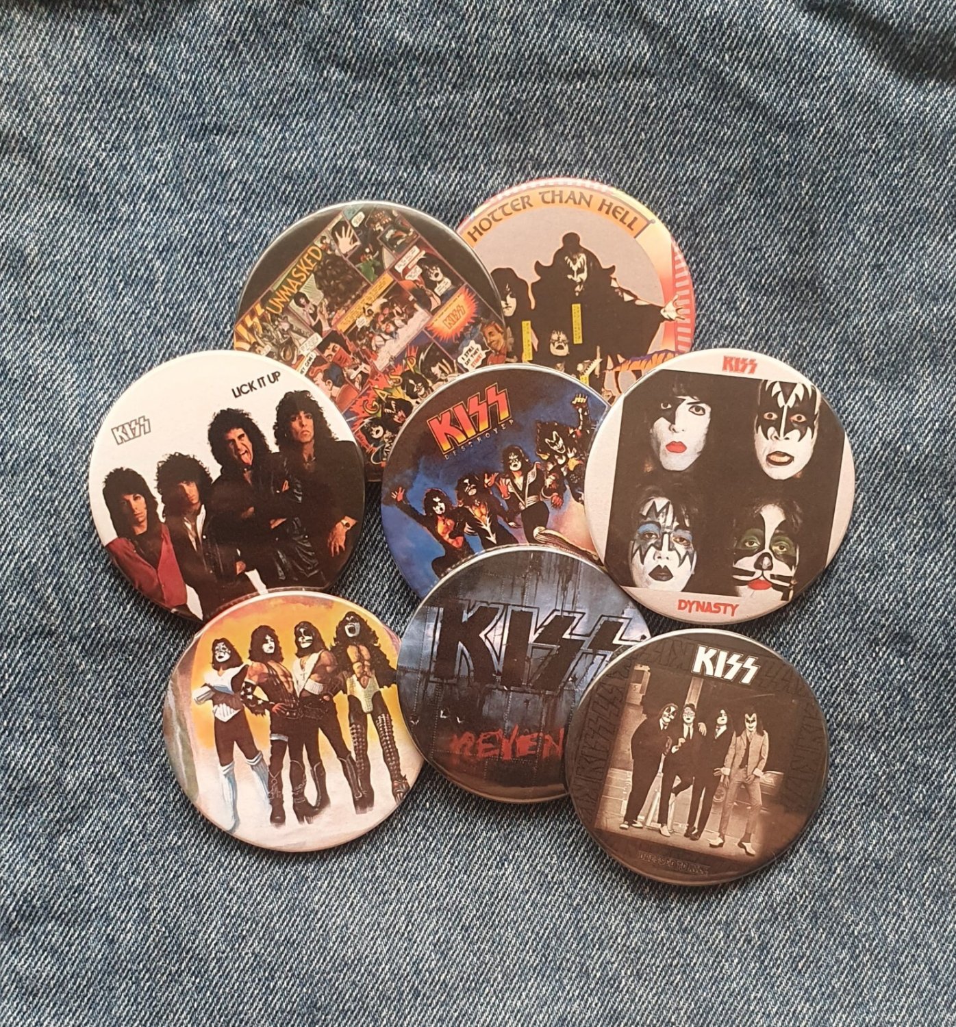 KISS UNMASKED album cover Badge Button 57mm 2 1/4" Pin Pinback rock 70s Gene Ace