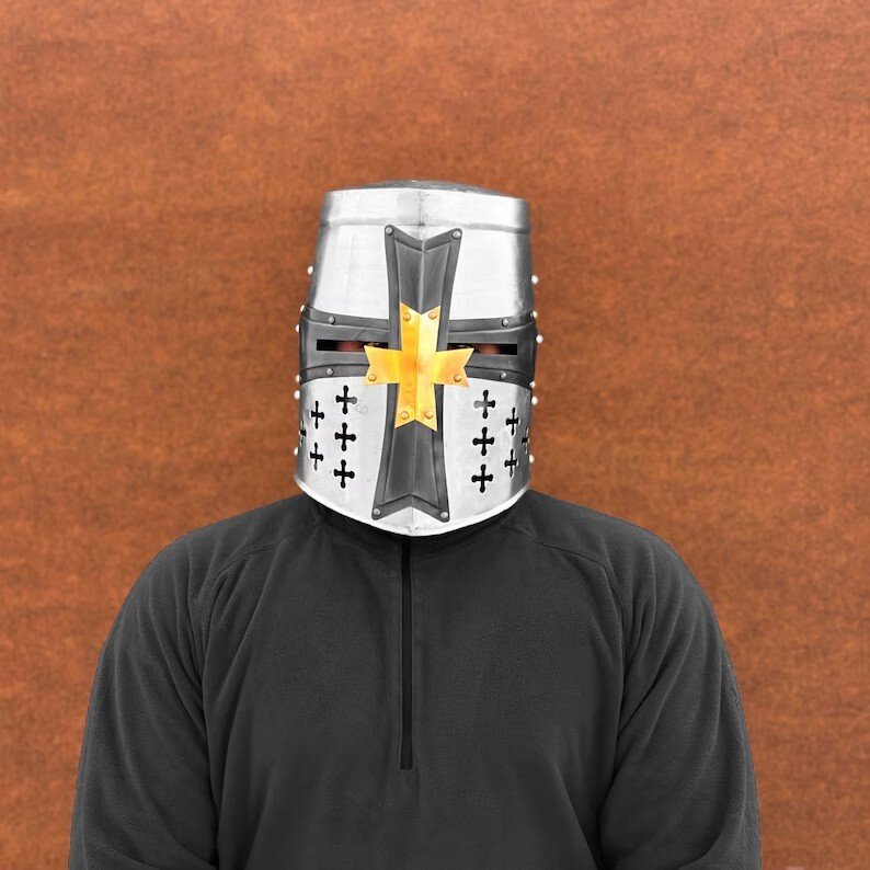 Hand Forged Medieval Great Templar Helmet sca jousting helmet Steel ...