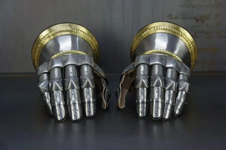 Medieval Knight Gauntlets Gothic Gauntlet Gloves Leather Steel And ...