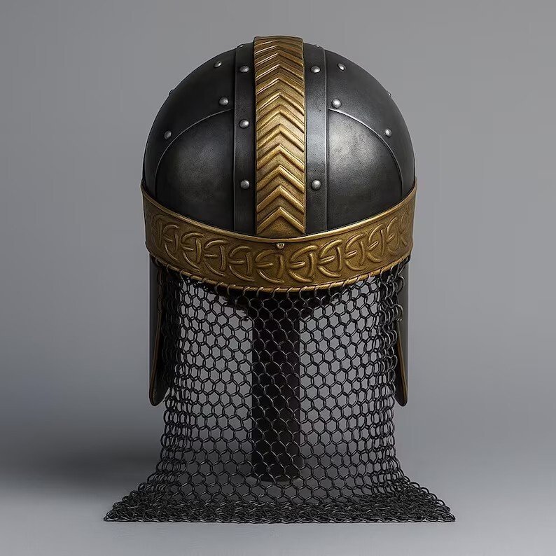 Viking chainmail Helmet for Battle Armor 18G Steel and Chainmail SCA Larp