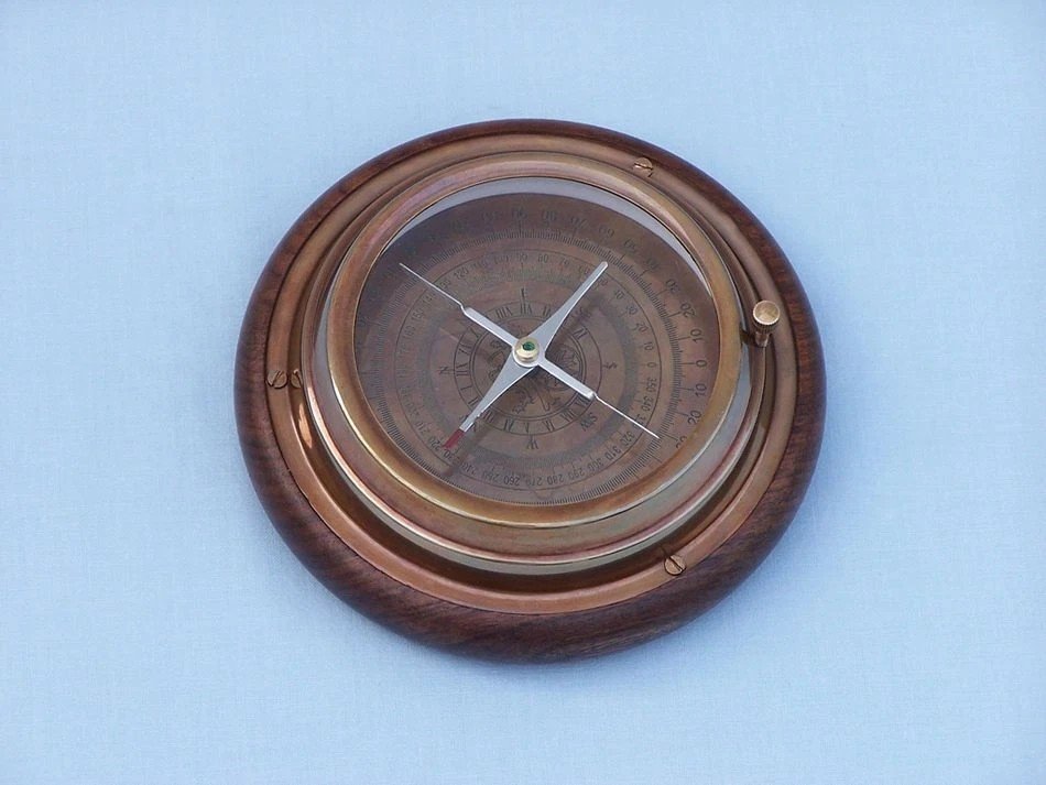 Antique Brass Directional Desktop Compass 6"