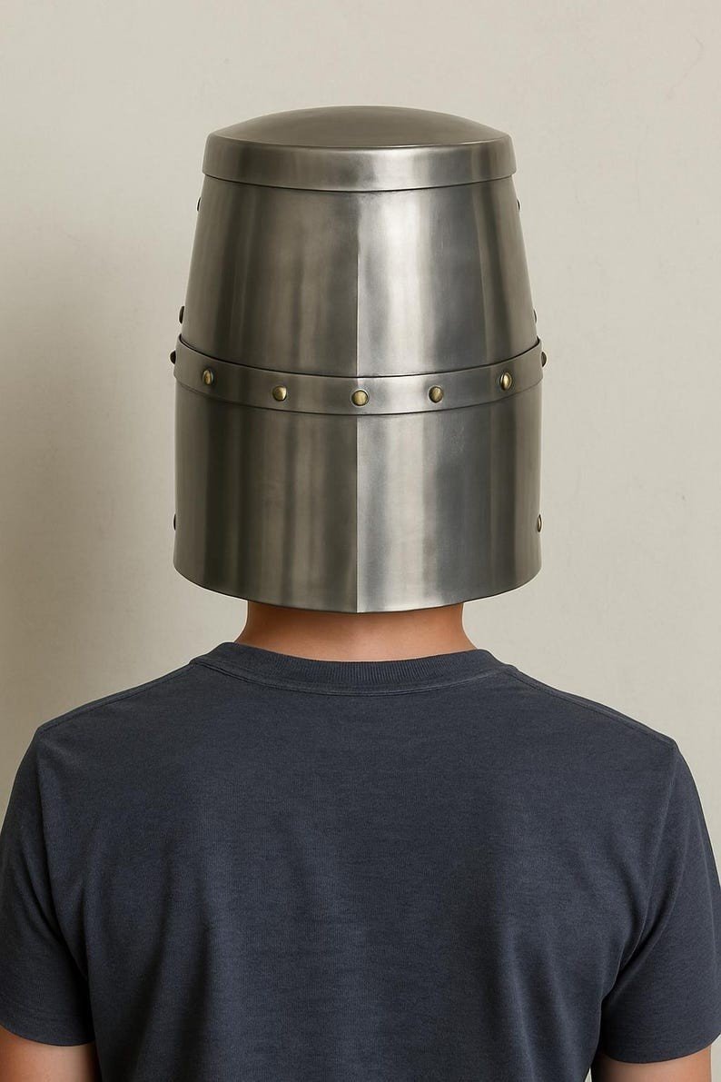 Medieval Crusader Great Helm Knight Templar Helmet 13th Century Full Face