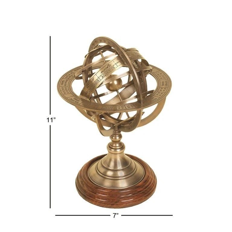 11" Gold Brass Compass Armillary Sphere Metal Armillary Globe Decor ...