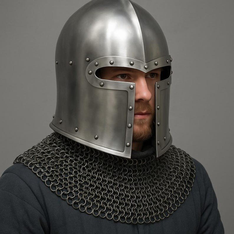 Medieval Italian Barbuta Helmet 16G Authentic Steel Knight Armor Handmade