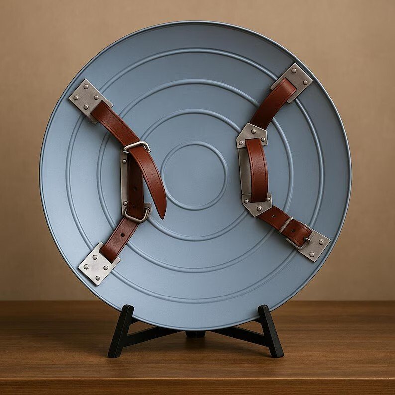 24 Inch Shield 18G Steel Replica with Leather Straps Cosplay Wall Décor ...
