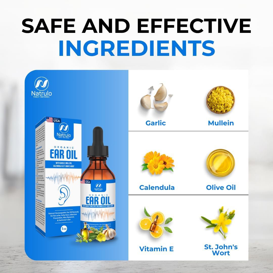 Organic Ear Oil for Ear Infection - Natural Eardrops for Earache Prevention
