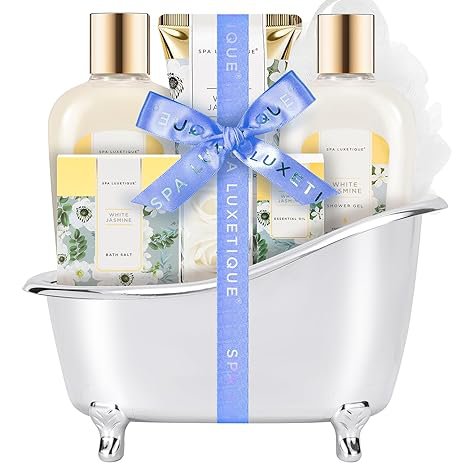 Spa luxetique Bath and Body Gifts for Women 8pcs Jasmine Scented Spa ...