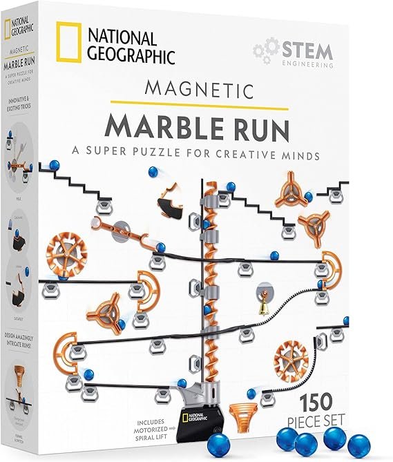 National Geographic Magnetic Marble Run - 150-Piece STEM Building Set ...