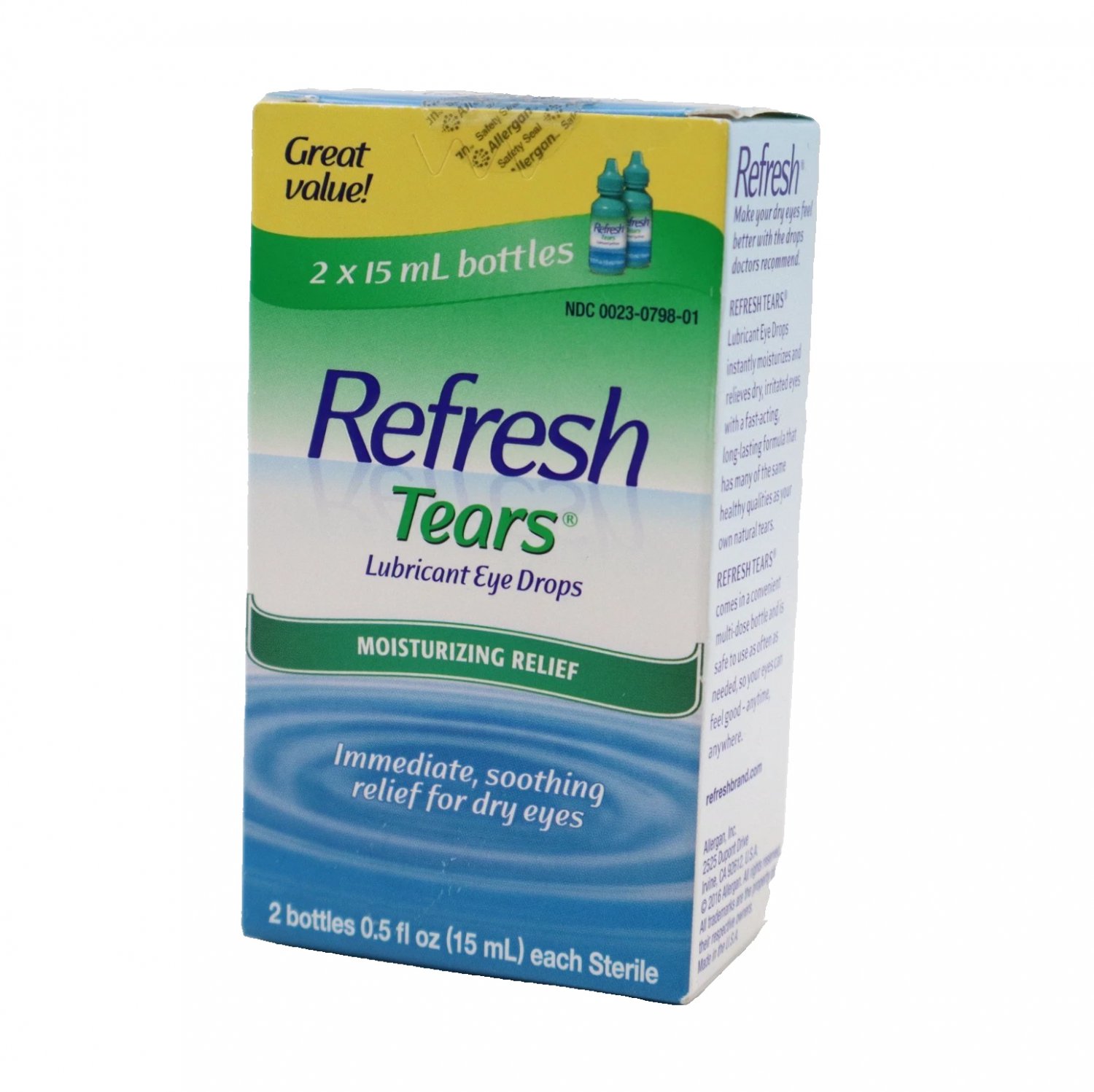 Refresh Tears Lubricant Eye Drops, 2 Bottles 0.5 Fl Oz Each Exp 03/2026+