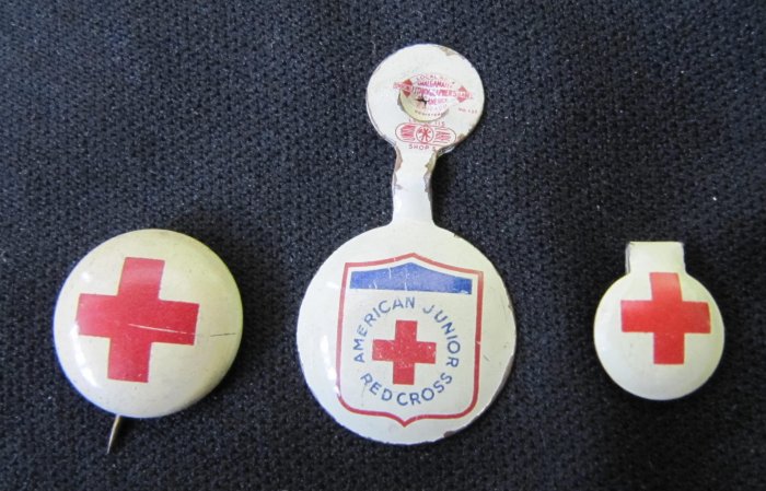 DONATED Vintage Lot 3 Small Red Cross American Junior Metal Tab Pins